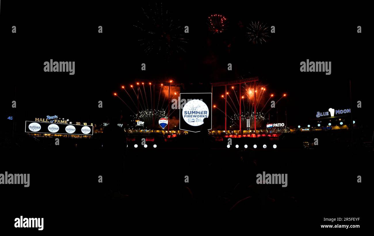 JUN 02, 2023: A long night ends with fireworks at Kauffman Stadium ...