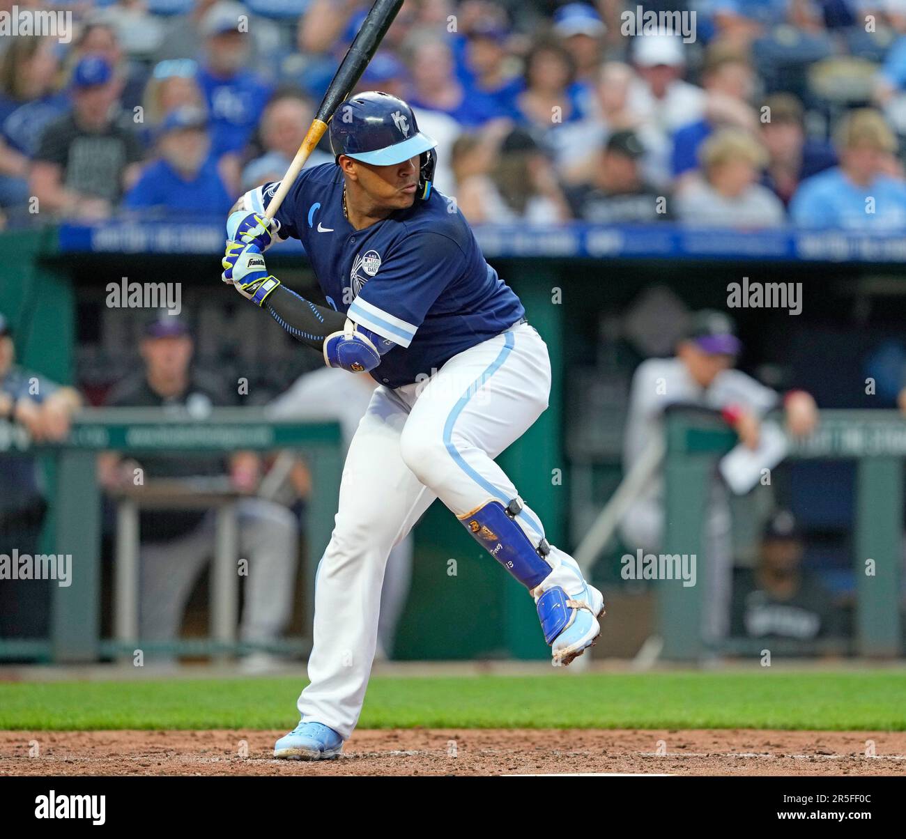 JUN 02, 2023: Kansas City Royals catcher Salvador Perez (13) is poised ...