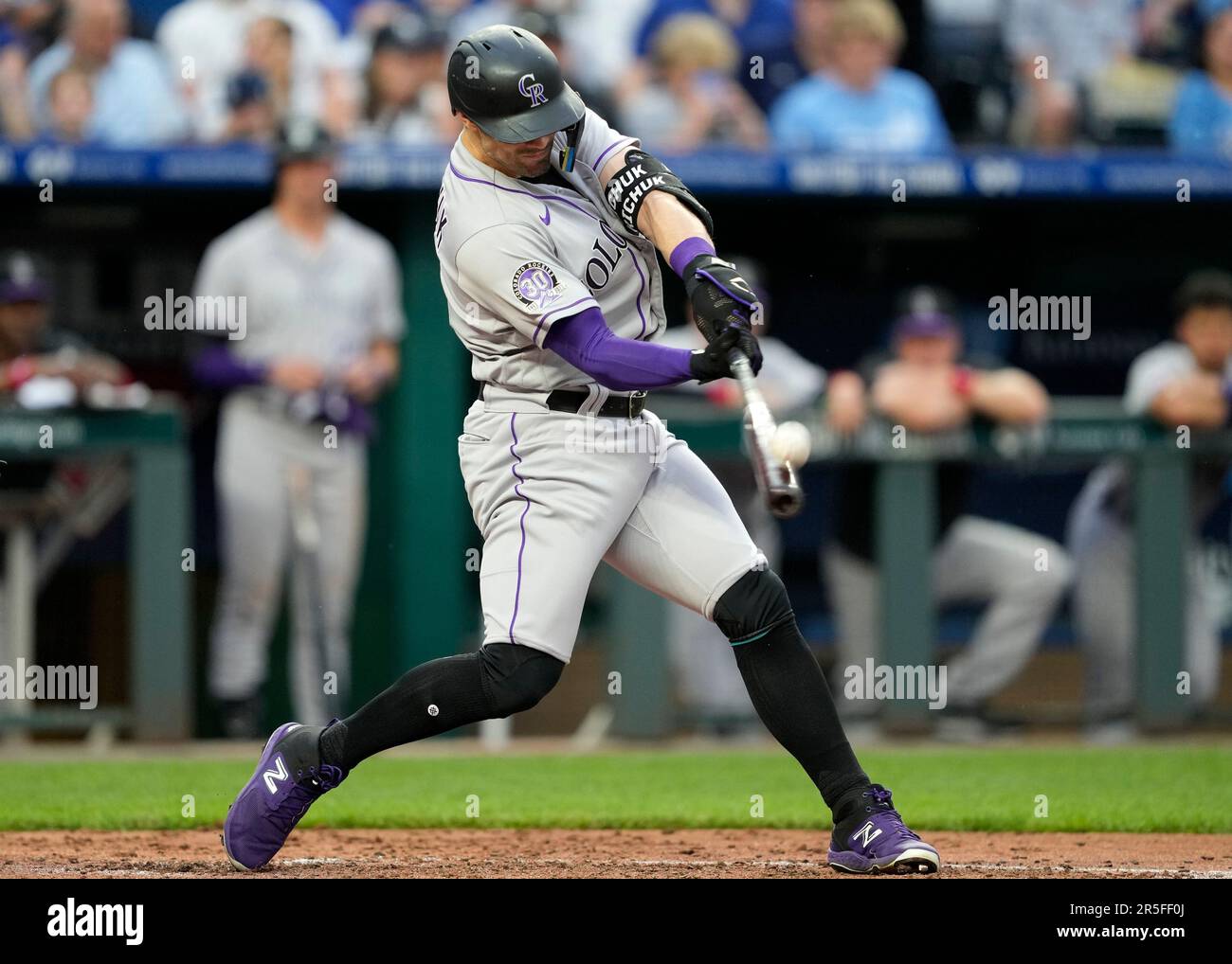 JUN 02, 2023: Colorado Rockies right fielder Randal Grichuk (15) drives ...