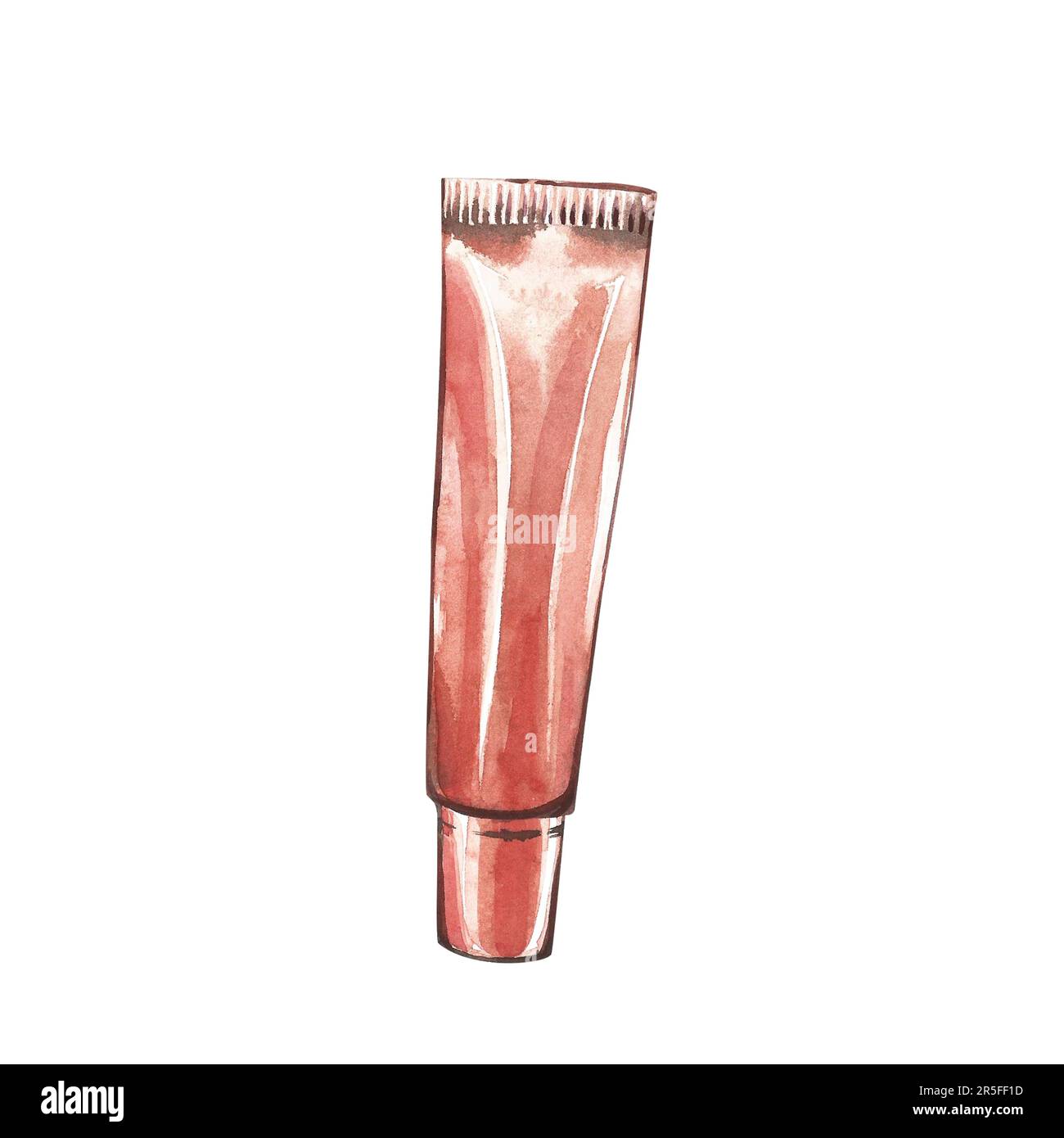 Red tube of cream for skin and face care isolated on white background ...