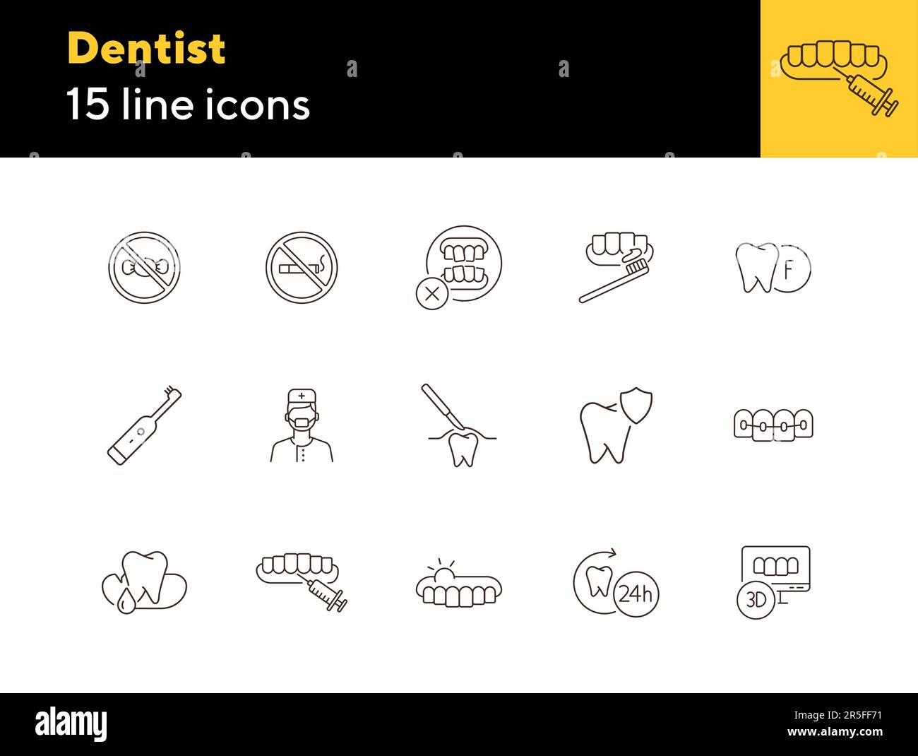 Dentist icons. Set of line icons Stock Vector Image & Art - Alamy