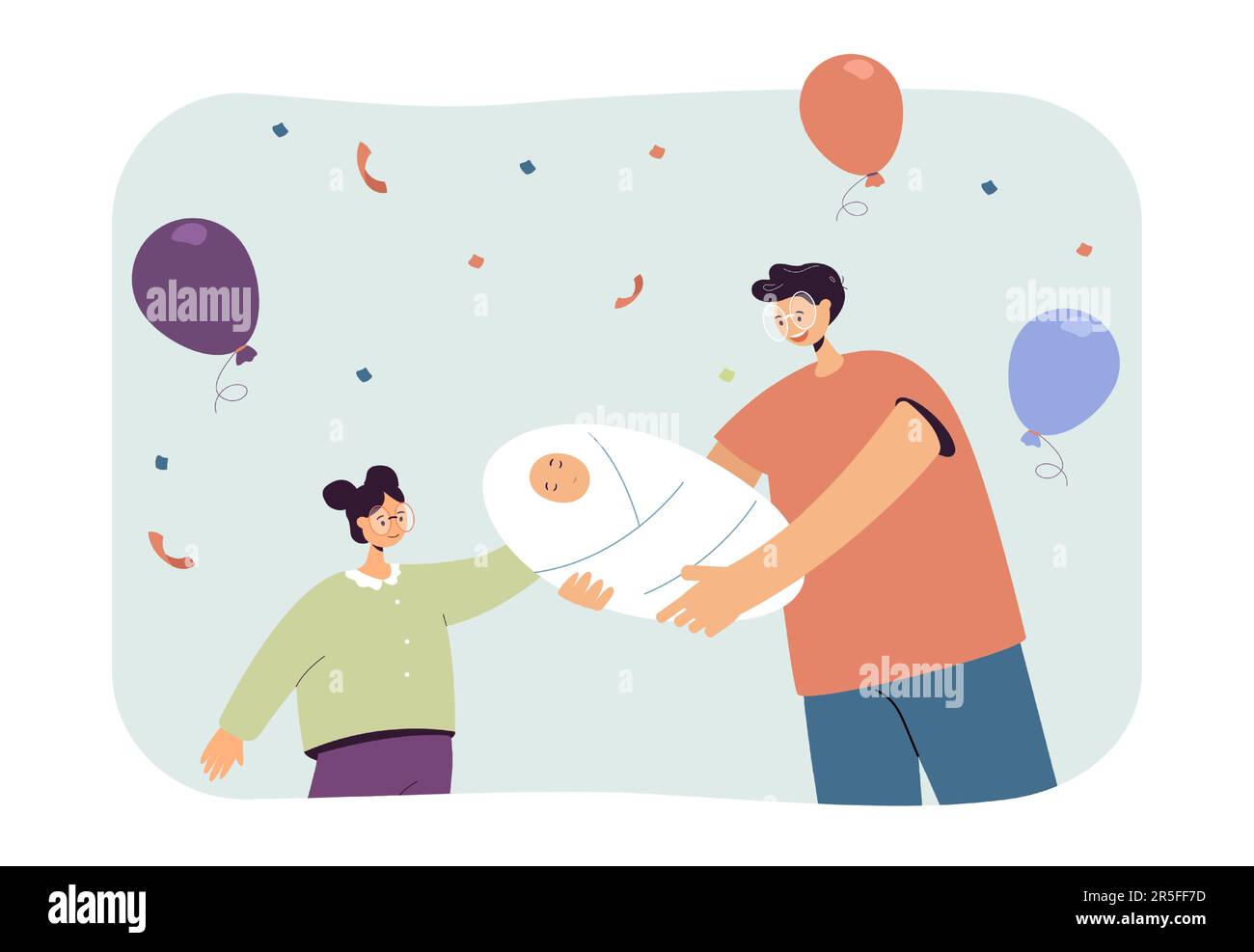 Happy father giving newborn baby to daughter Stock Vector Image & Art ...