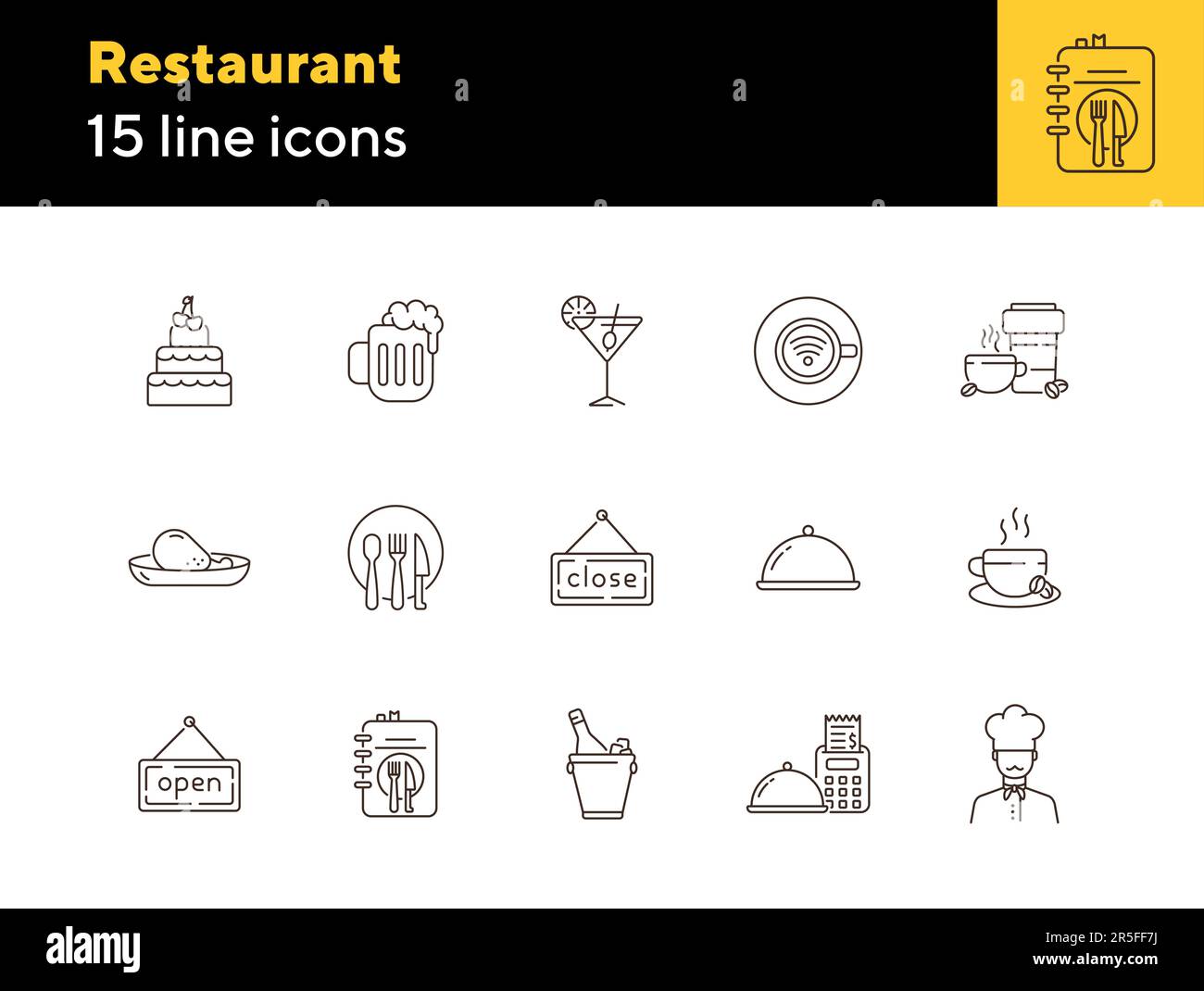 Restaurant line icon set Stock Vector Image & Art - Alamy