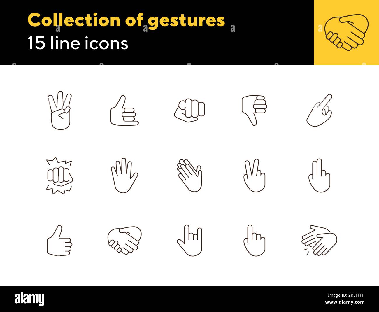 Collection of gestures line icons Stock Vector Image & Art - Alamy