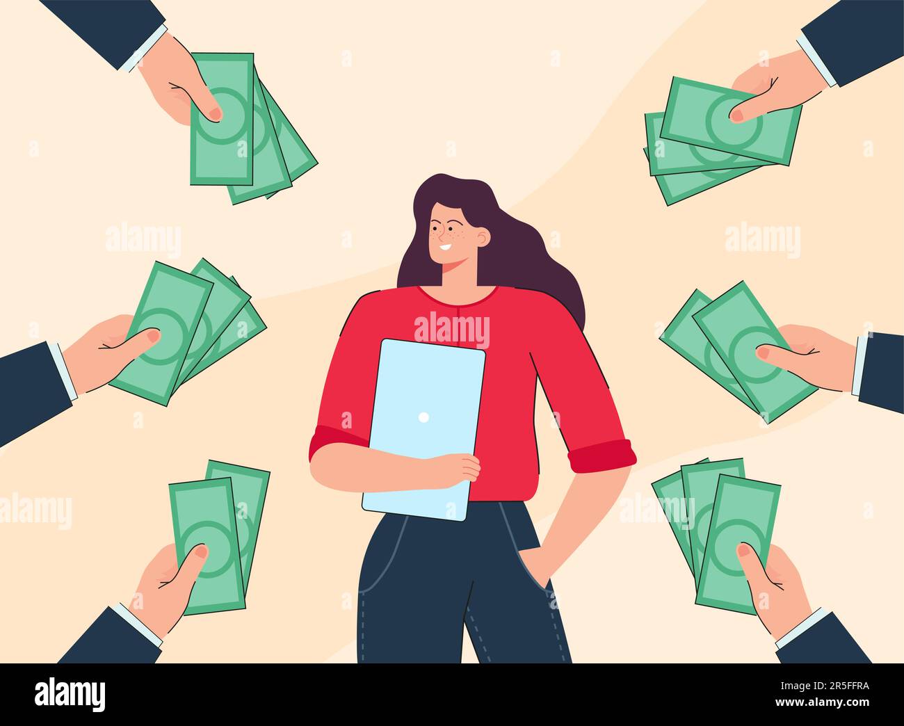Woman cash computer Stock Vector Images - Alamy
