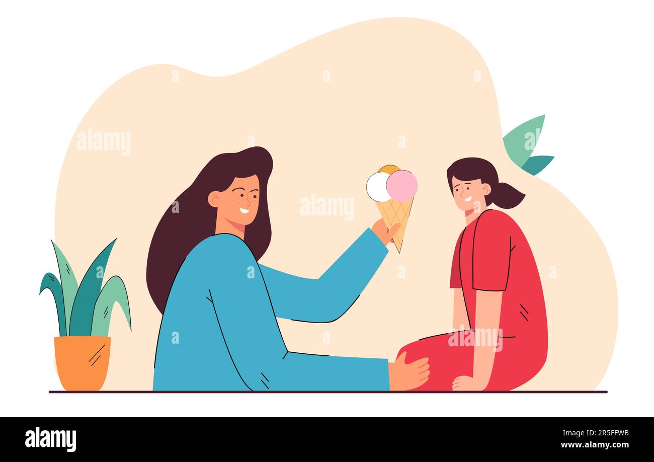 Mother giving ice cream to daughter Stock Vector Image & Art - Alamy