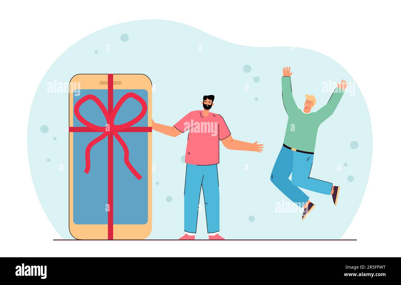 Father giving mobile phone present to happy son Stock Vector Image ...