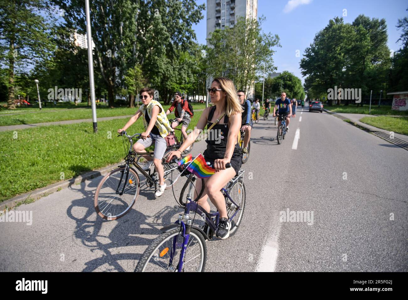 Zagreb, Hrvatska. 03rd June, 2023. Pride Ride on bicycles, a protest ...
