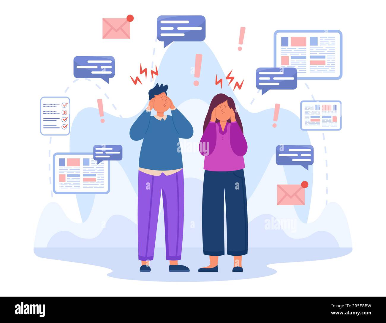 Sad cartoon characters telling to stop spreading fake news Stock Vector ...