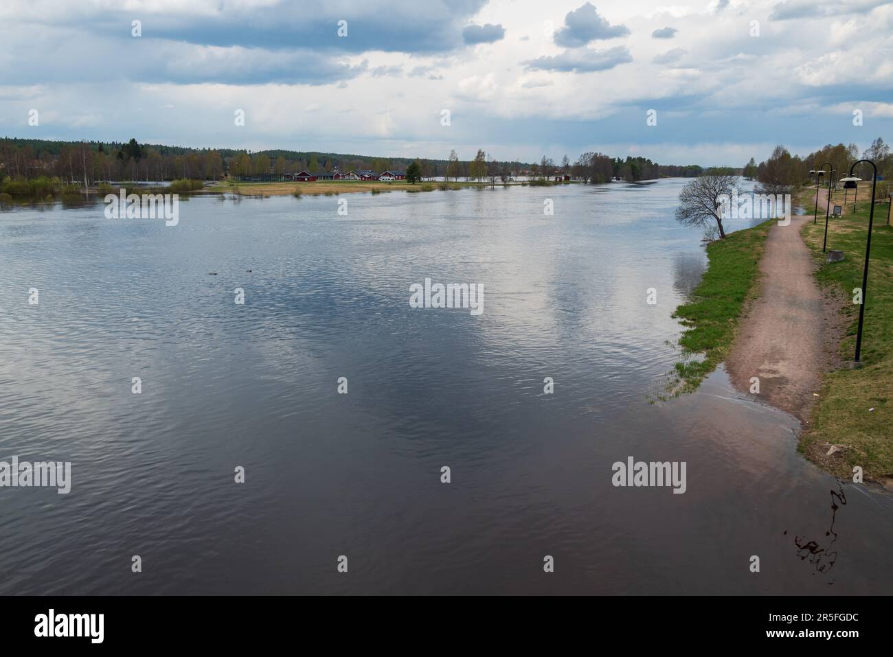 The Vasterdal river overflows its banks at the spring flood, picture ...