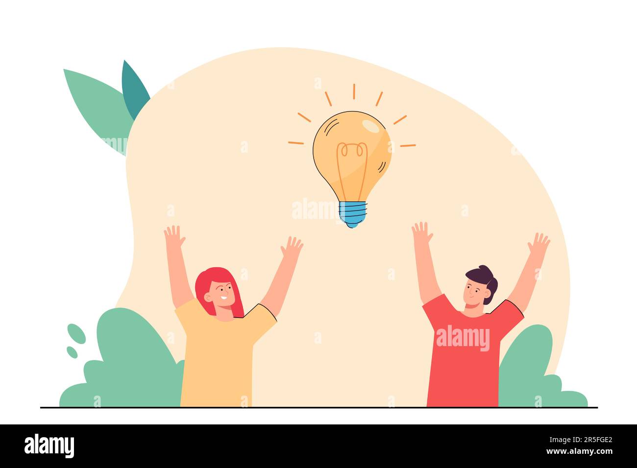 Happy cartoon boy and girl with creative idea Stock Vector Image & Art ...