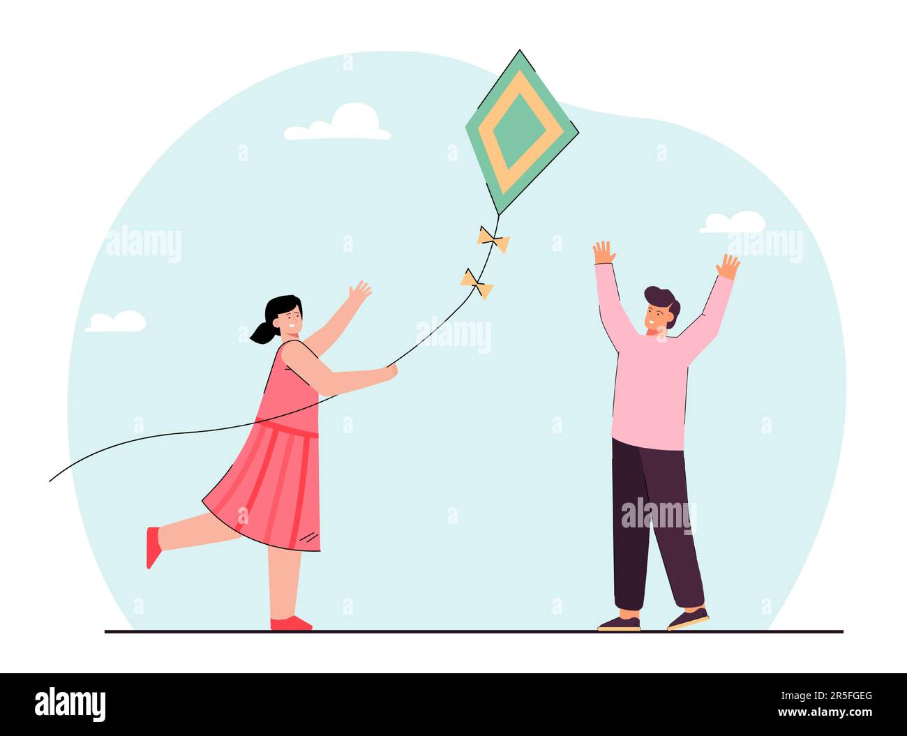 Cartoon flying kite Cut Out Stock Images & Pictures - Alamy
