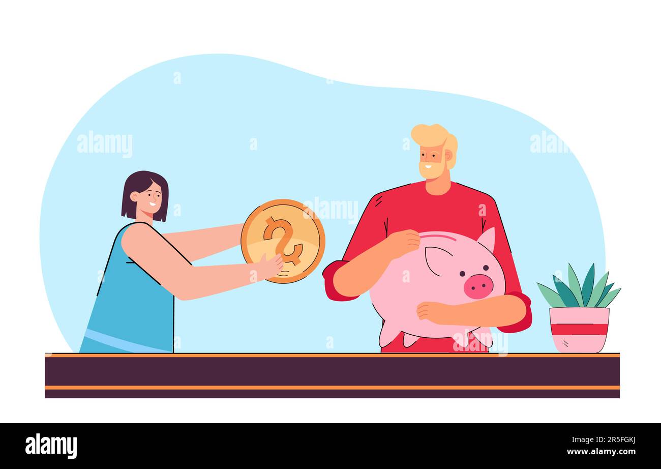 Young couple saving up money flat vector illustration Stock Vector ...