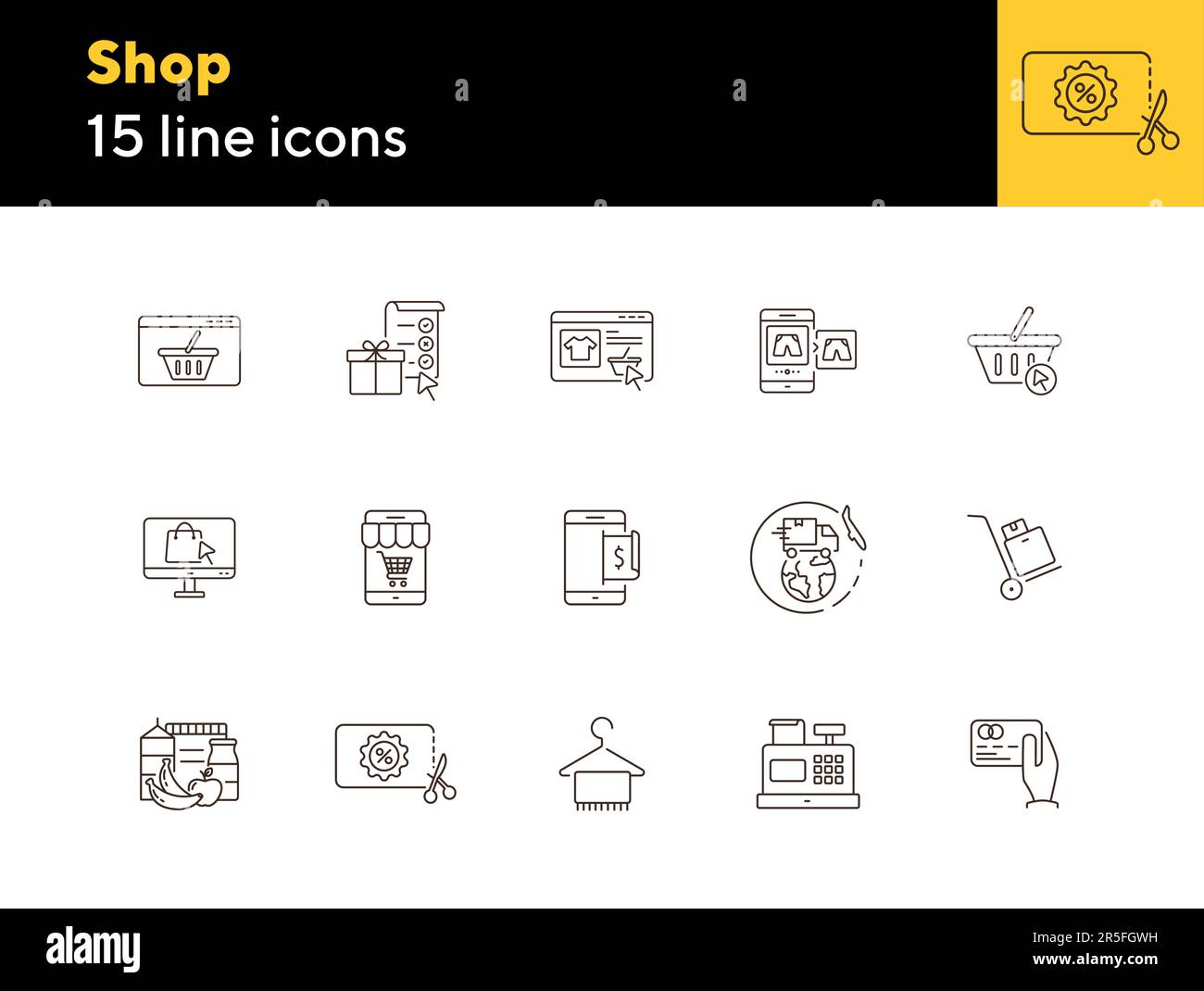 Shop line icon set Stock Vector Image & Art - Alamy
