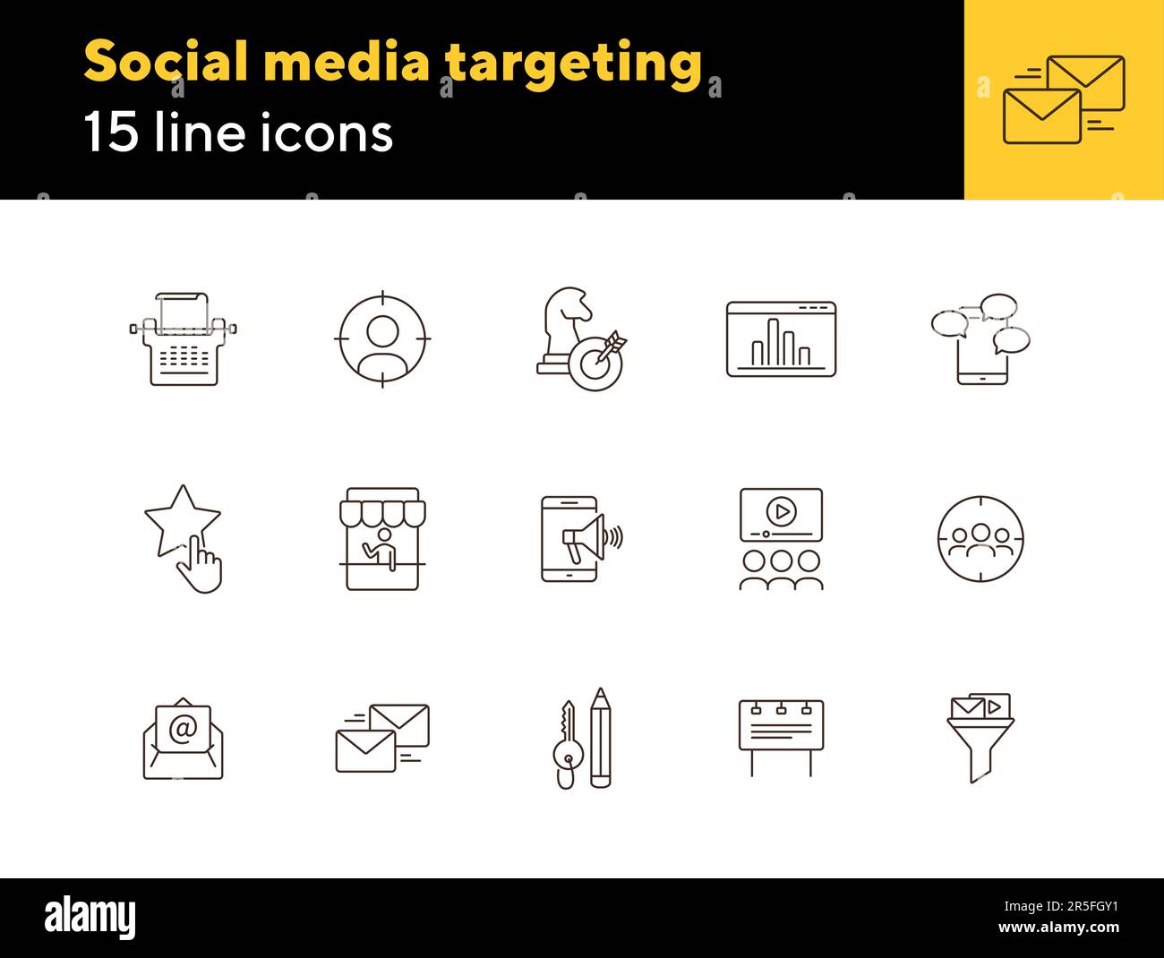 Social media targeting line icon set Stock Vector Image & Art - Alamy