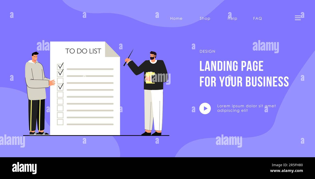 Cartoon teacher and student standing near giant to do list Stock Vector ...