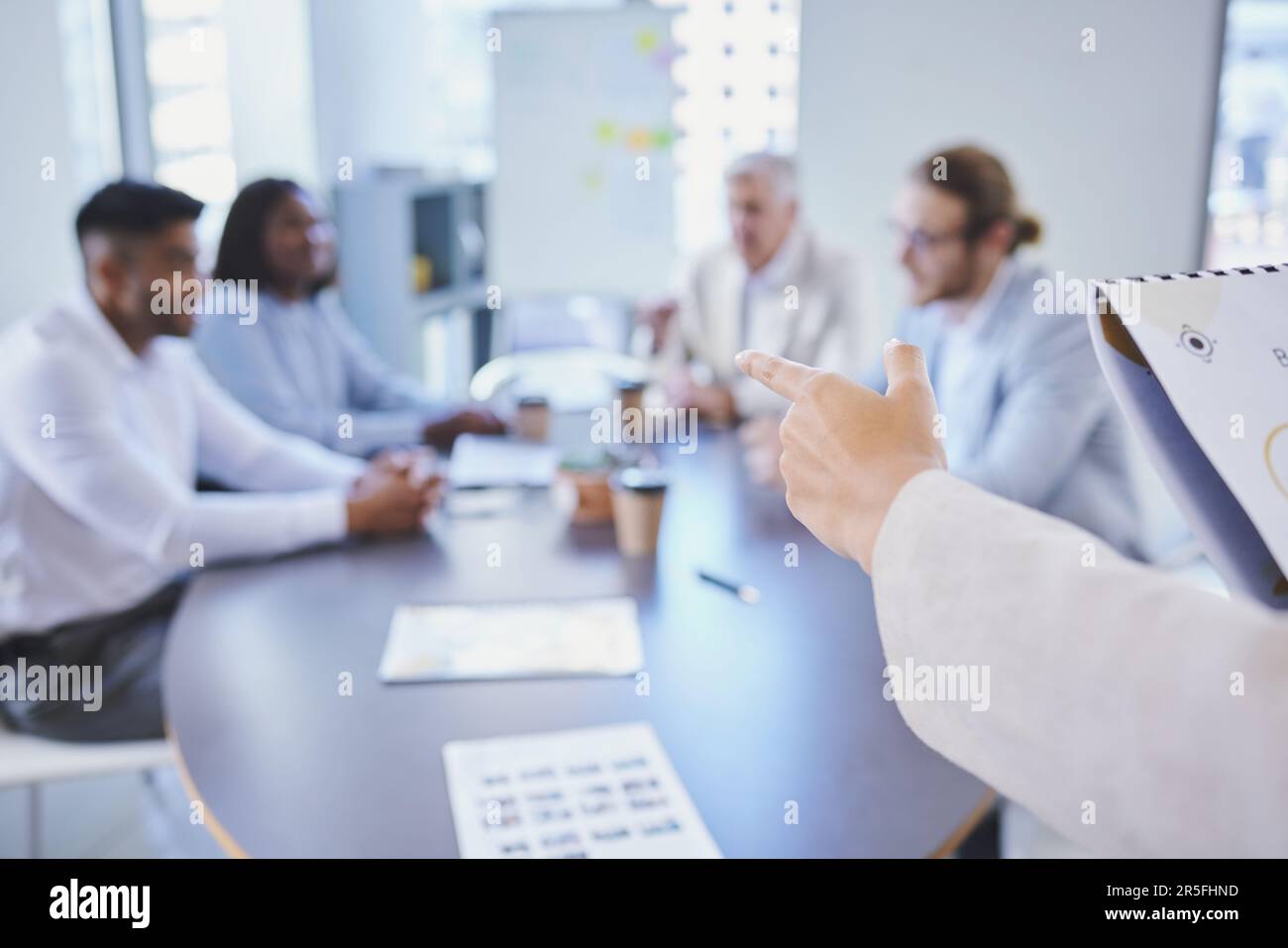 Planning, presenter giving a presentation and business meeting in a ...