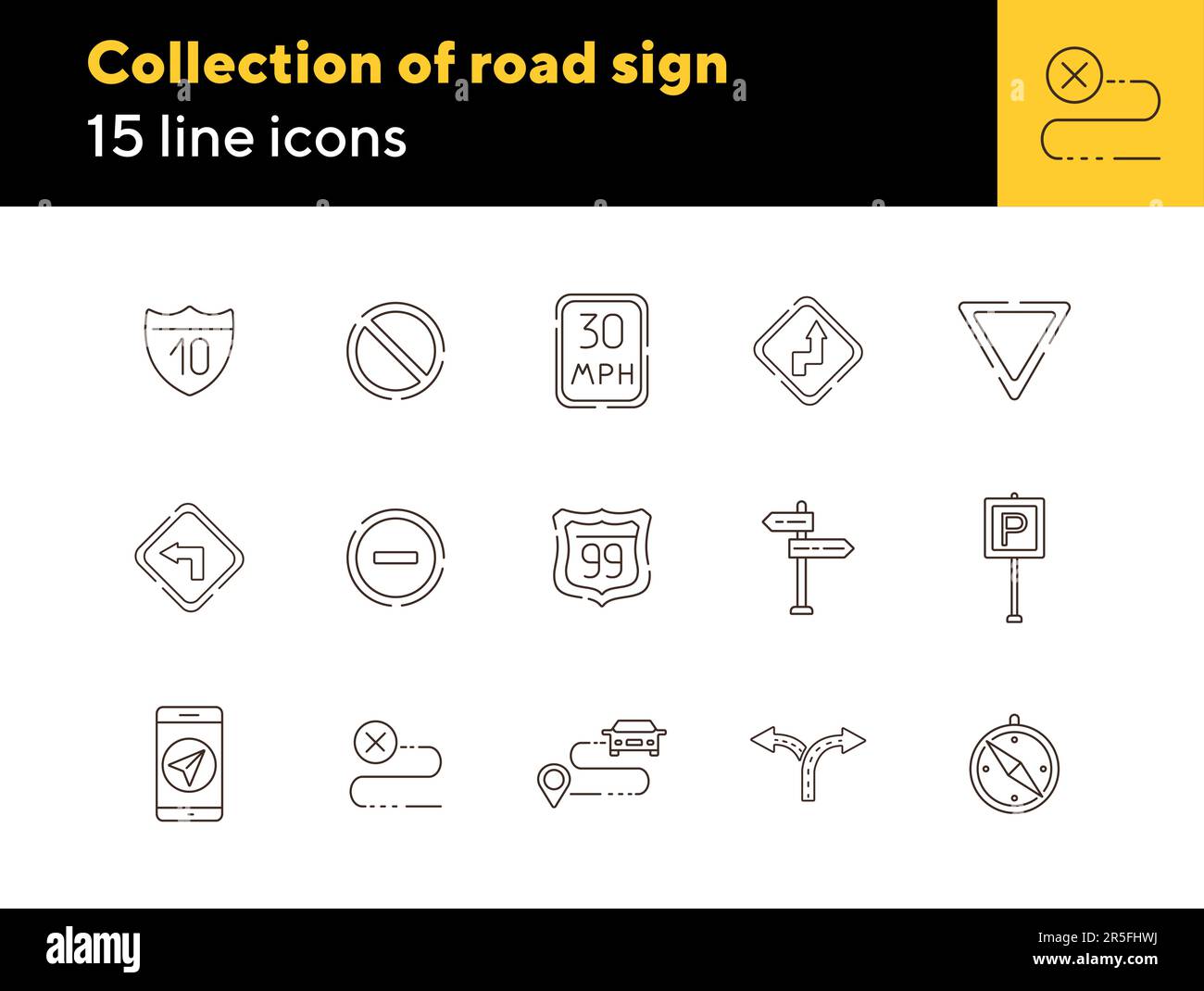 Collection of road sign icons Stock Vector Image & Art - Alamy