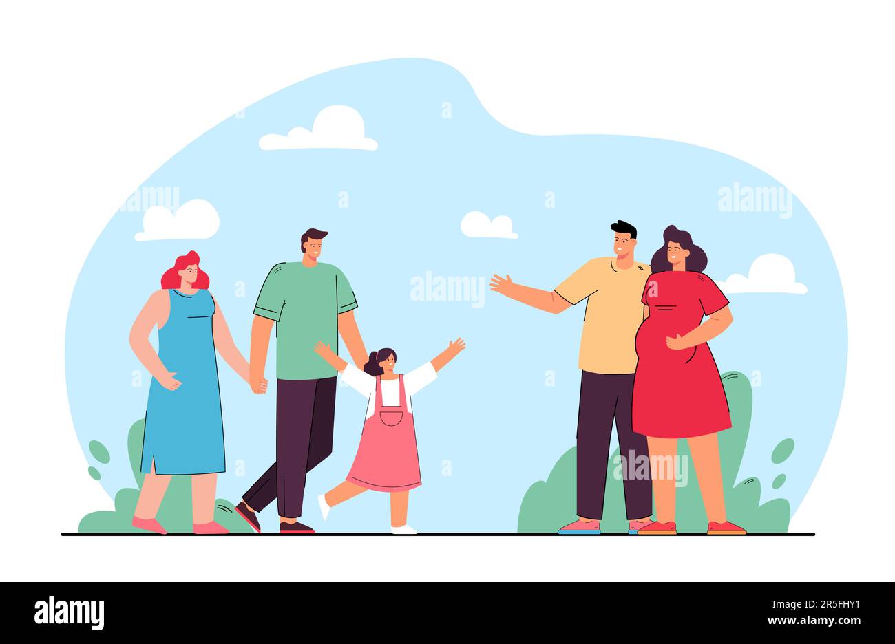 Friendship of families flat vector illustration Stock Vector Image ...