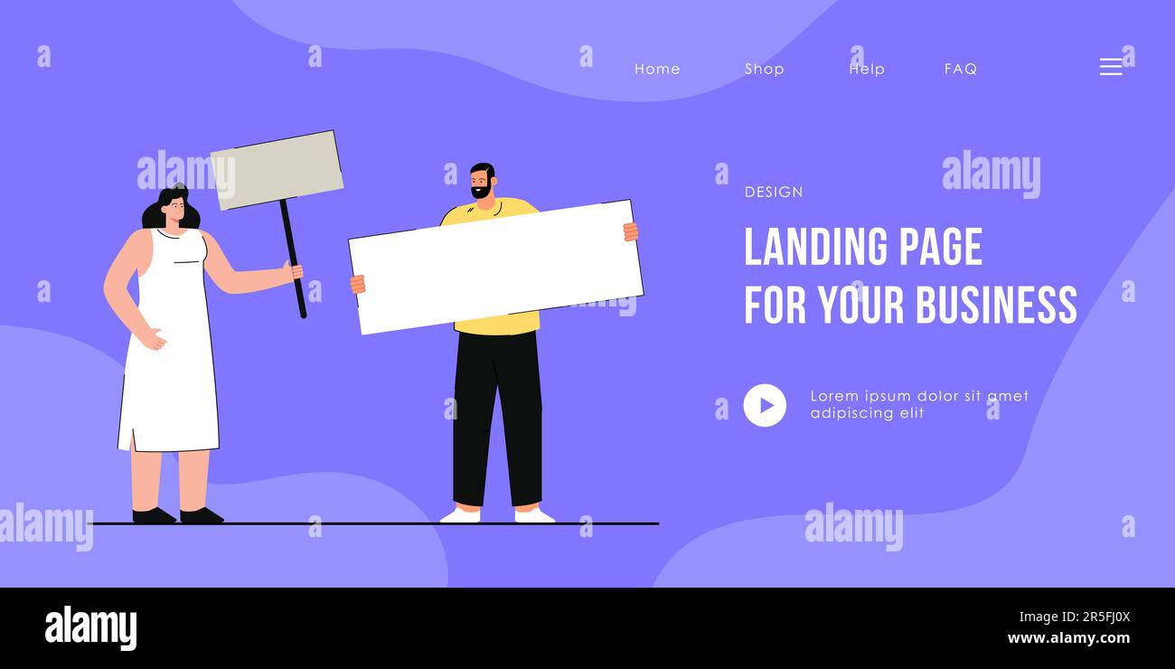 Cartoon man and woman holding banners Stock Vector Image & Art - Alamy