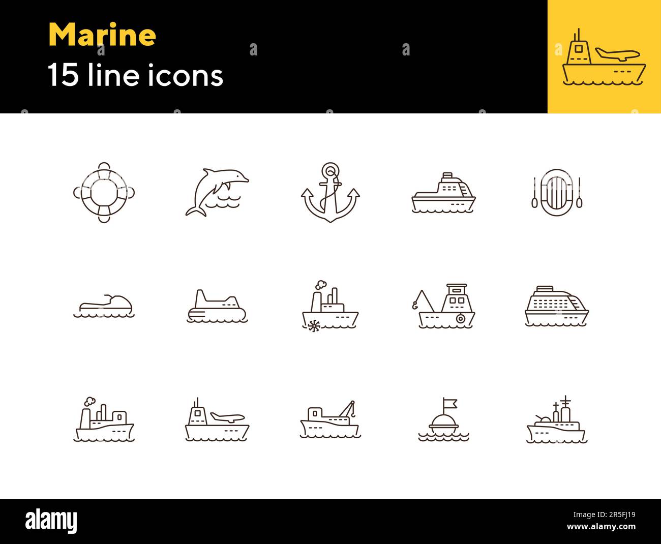 Marine line icon set Stock Vector Image & Art - Alamy