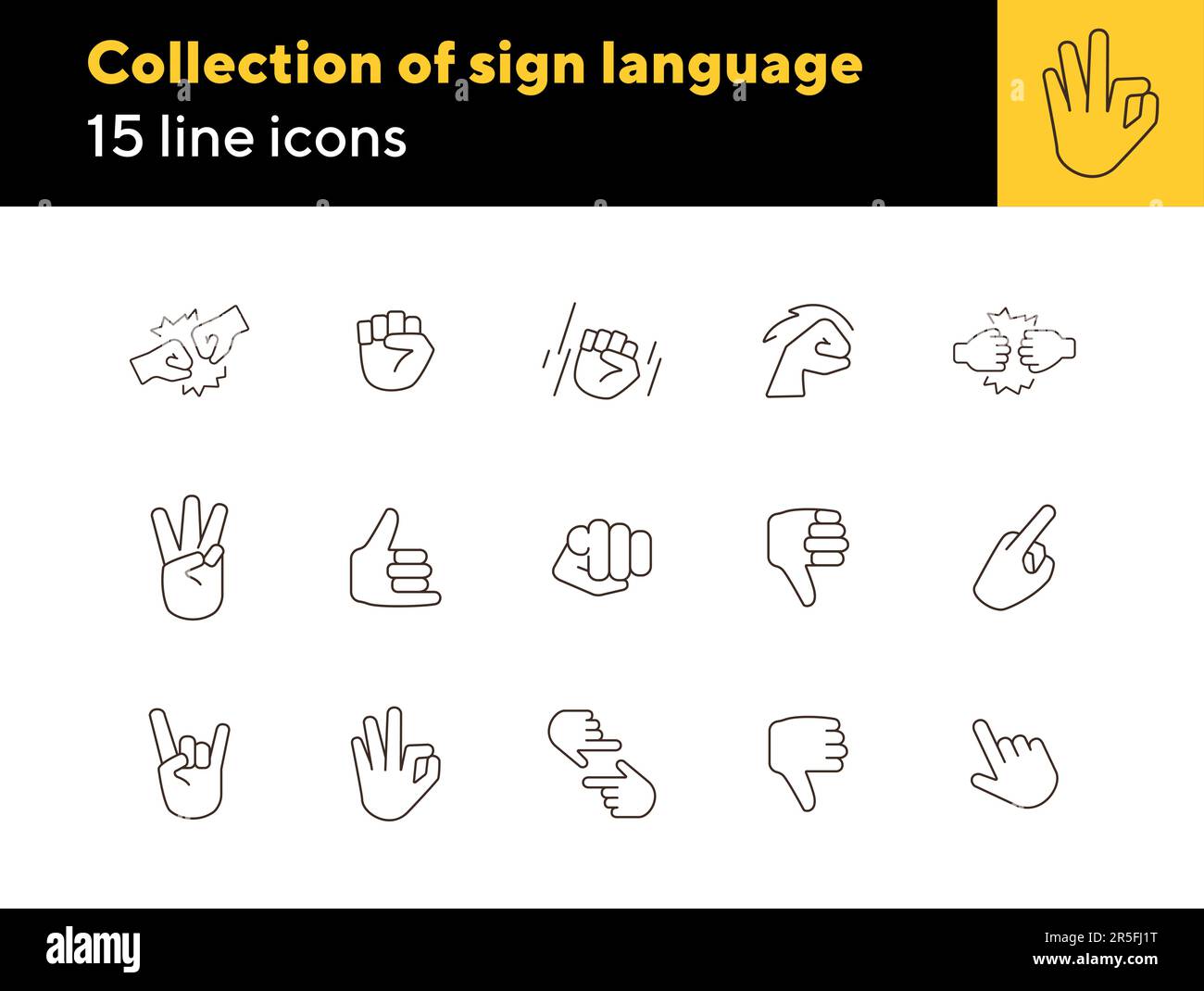 Collection of sign language thin line icons Stock Vector Image & Art ...
