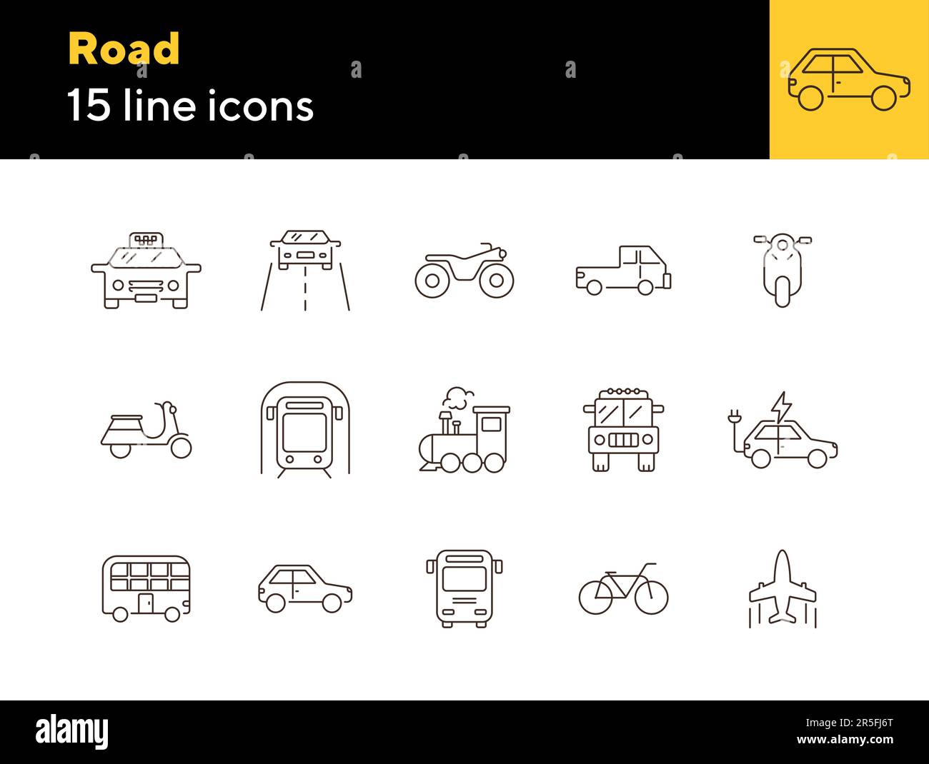 Road line icon set Stock Vector Image & Art - Alamy