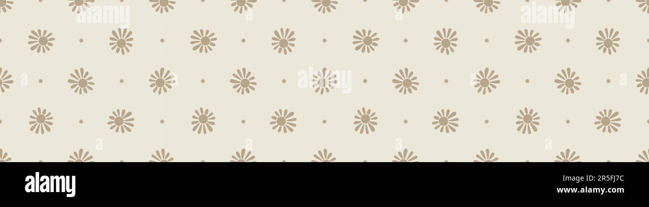 Quirky floral lino cut motif vector border. Seamless decoration of ...