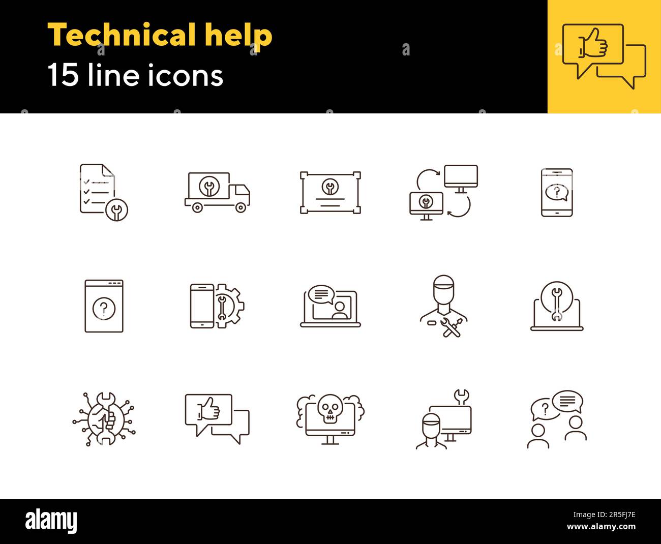 Technical help line icon set Stock Vector Image & Art - Alamy