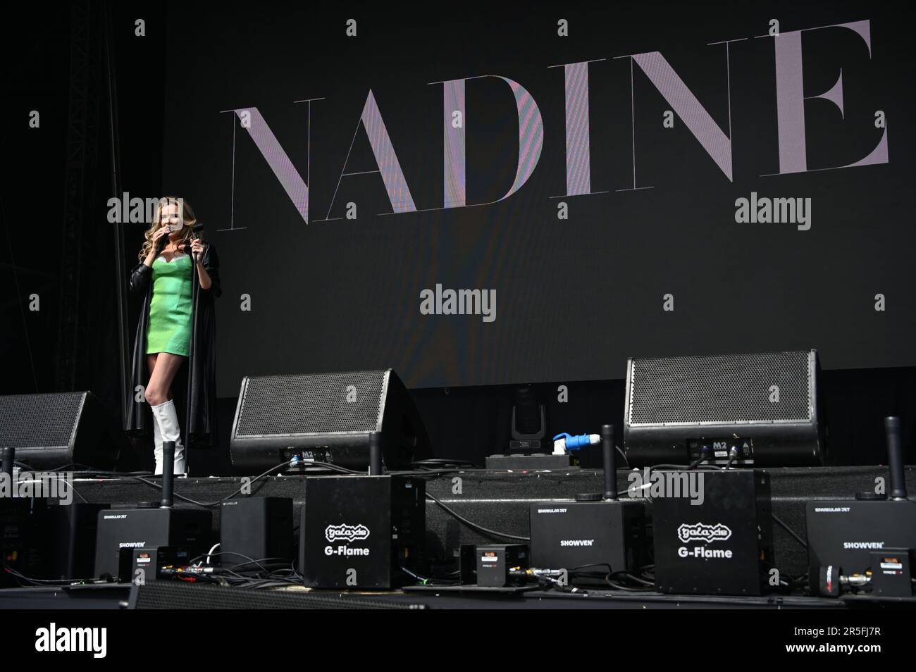 London, UK. 3rd June, 2023. Nadine Coyle performs at the Mighty Hoopla ...
