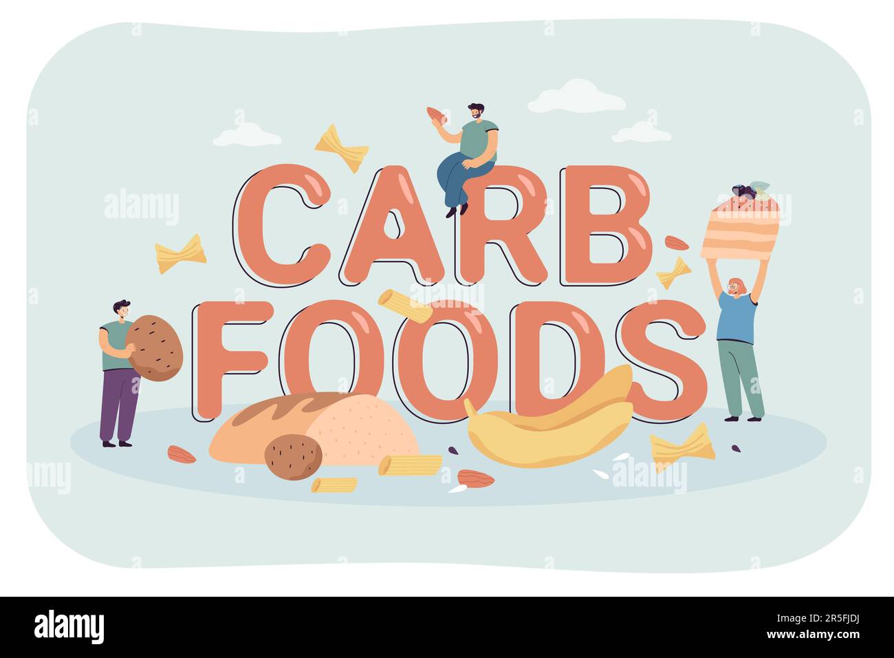 Tiny persons with unhealthy diet and carb foods sign Stock Vector Image ...