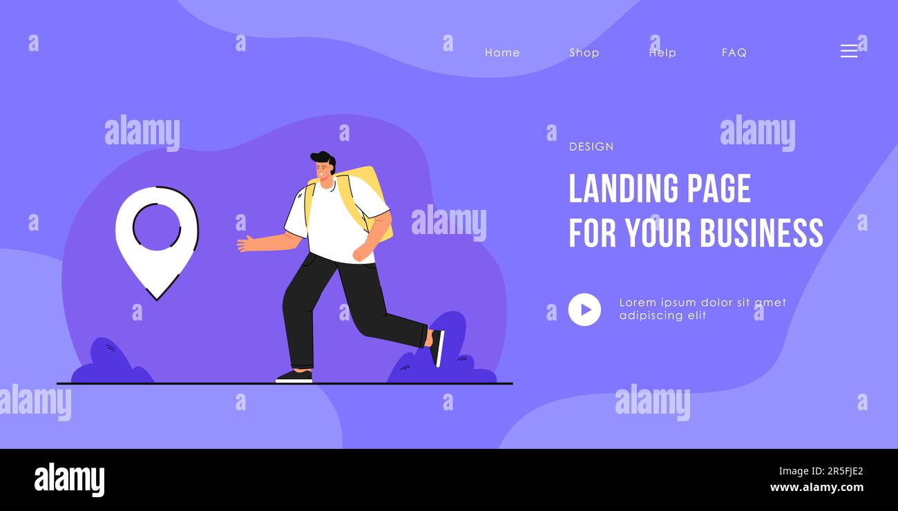 Happy male traveler reaching destination point Stock Vector Image & Art ...