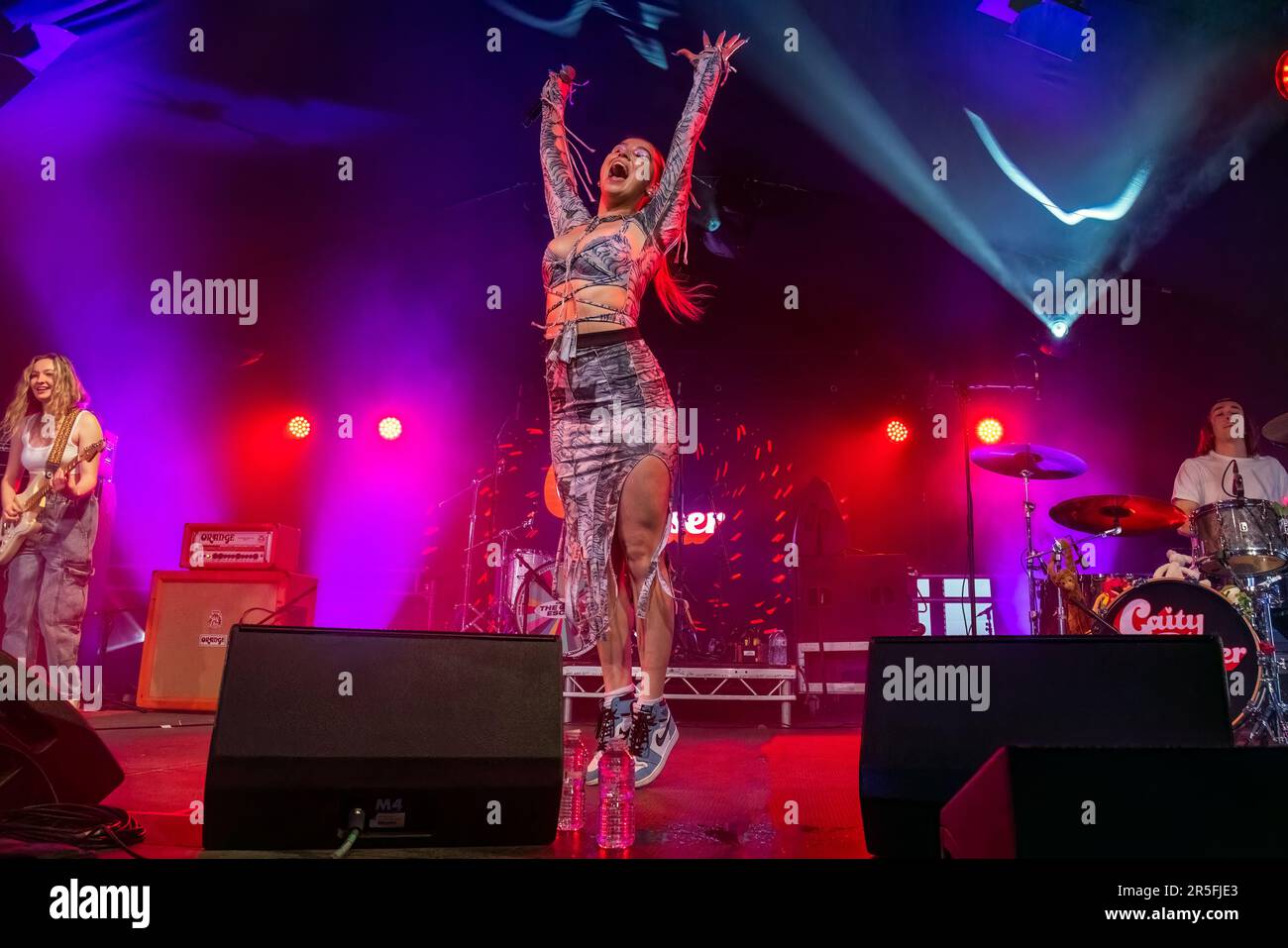 Brighton Beach, City of Brighton & Hove, East Sussex, UK. Caity Baser performing at Amazon New ...