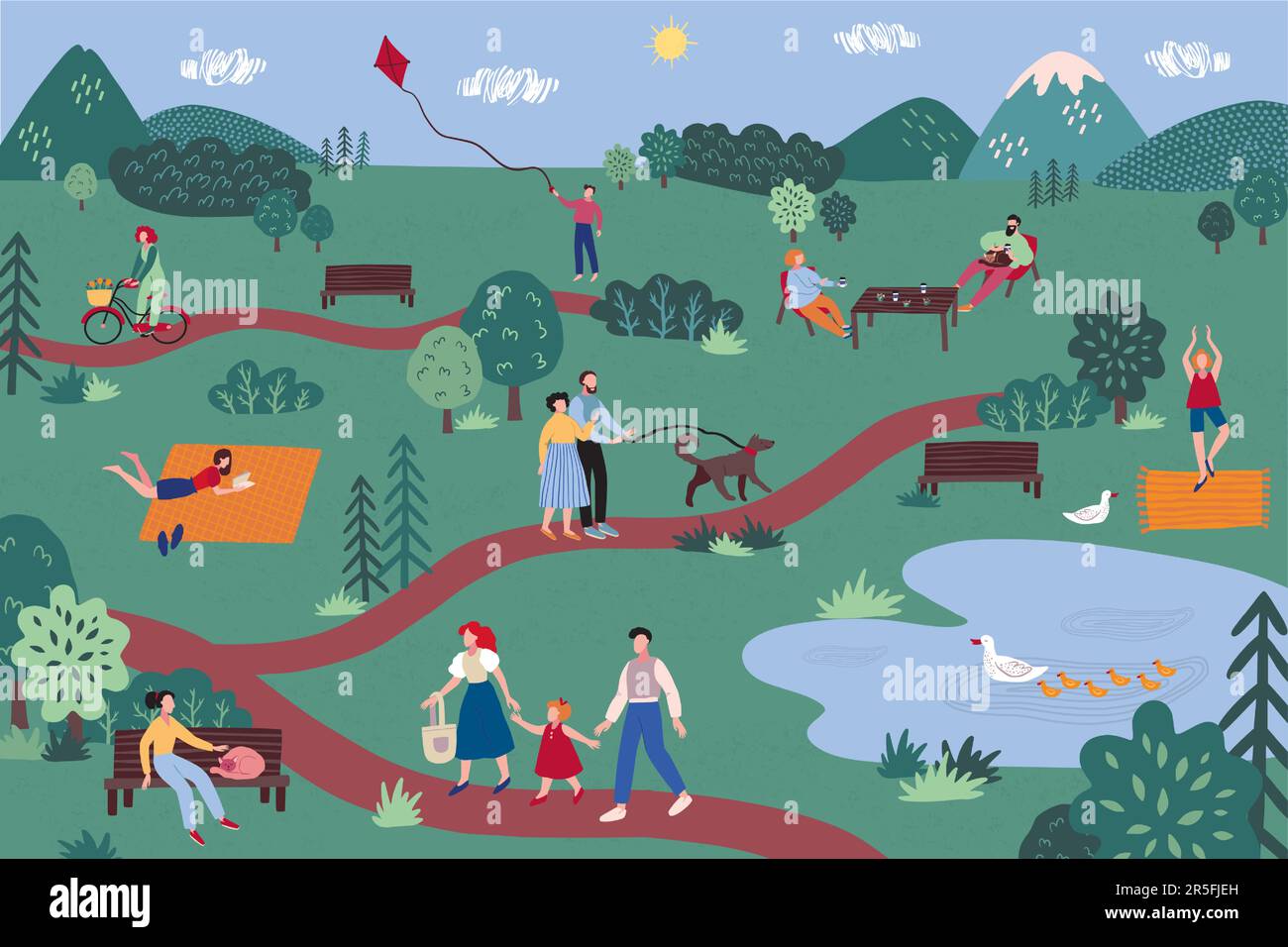 Kids friends bench Stock Vector Images - Alamy