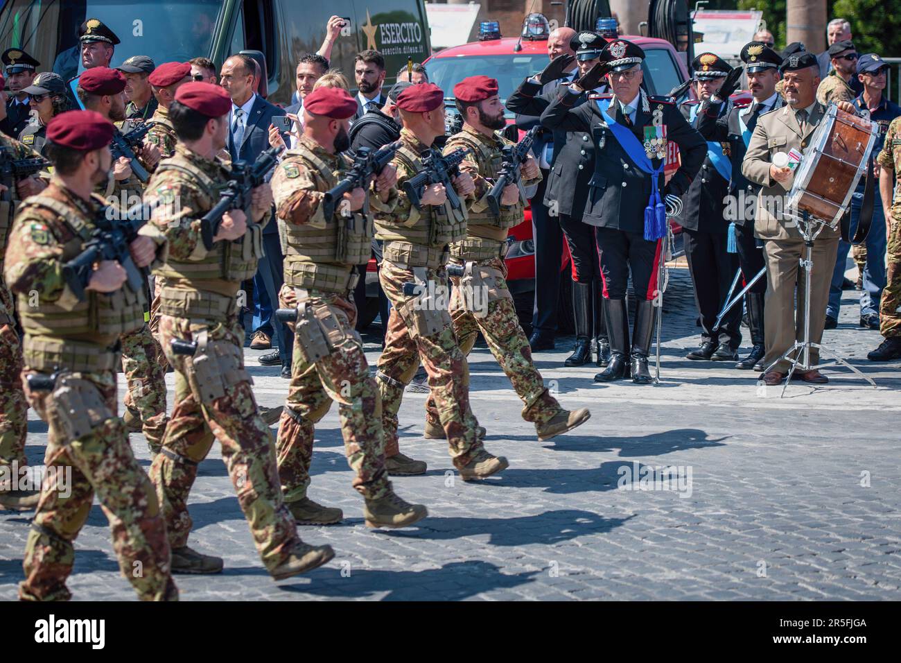 Rome, Italy. 02nd June, 2023. Special forces of the Carabinieri pay ...