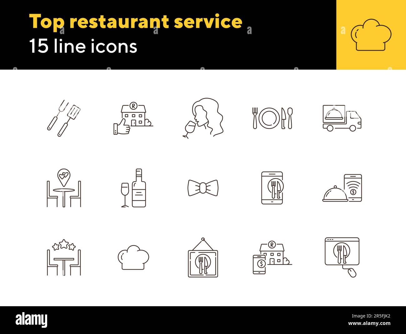 Top restaurant service line icon set Stock Vector Image & Art - Alamy