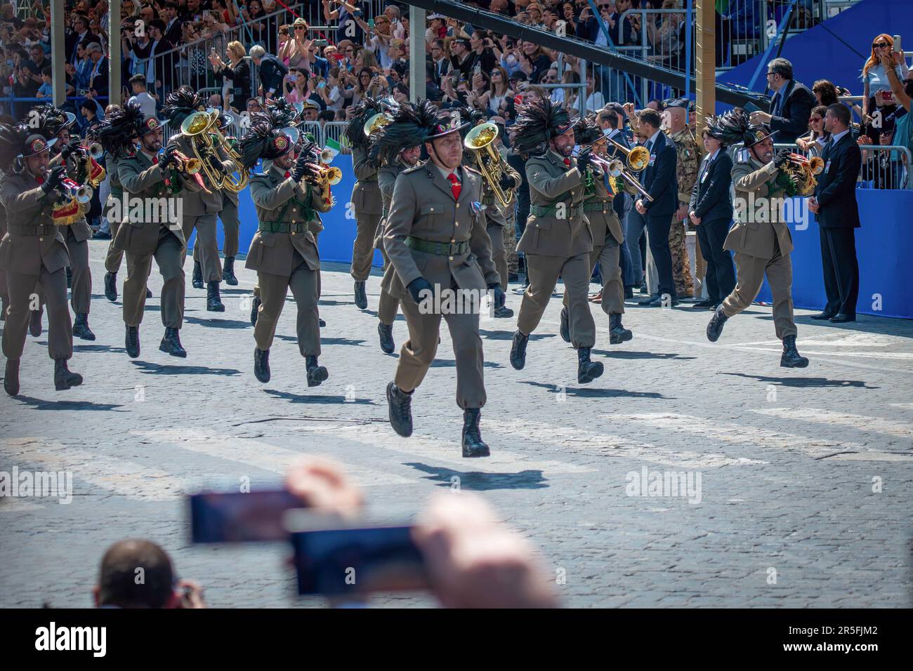 Rome, Italy. 02nd June, 2023. The Bersaglieri play Taps while marching ...