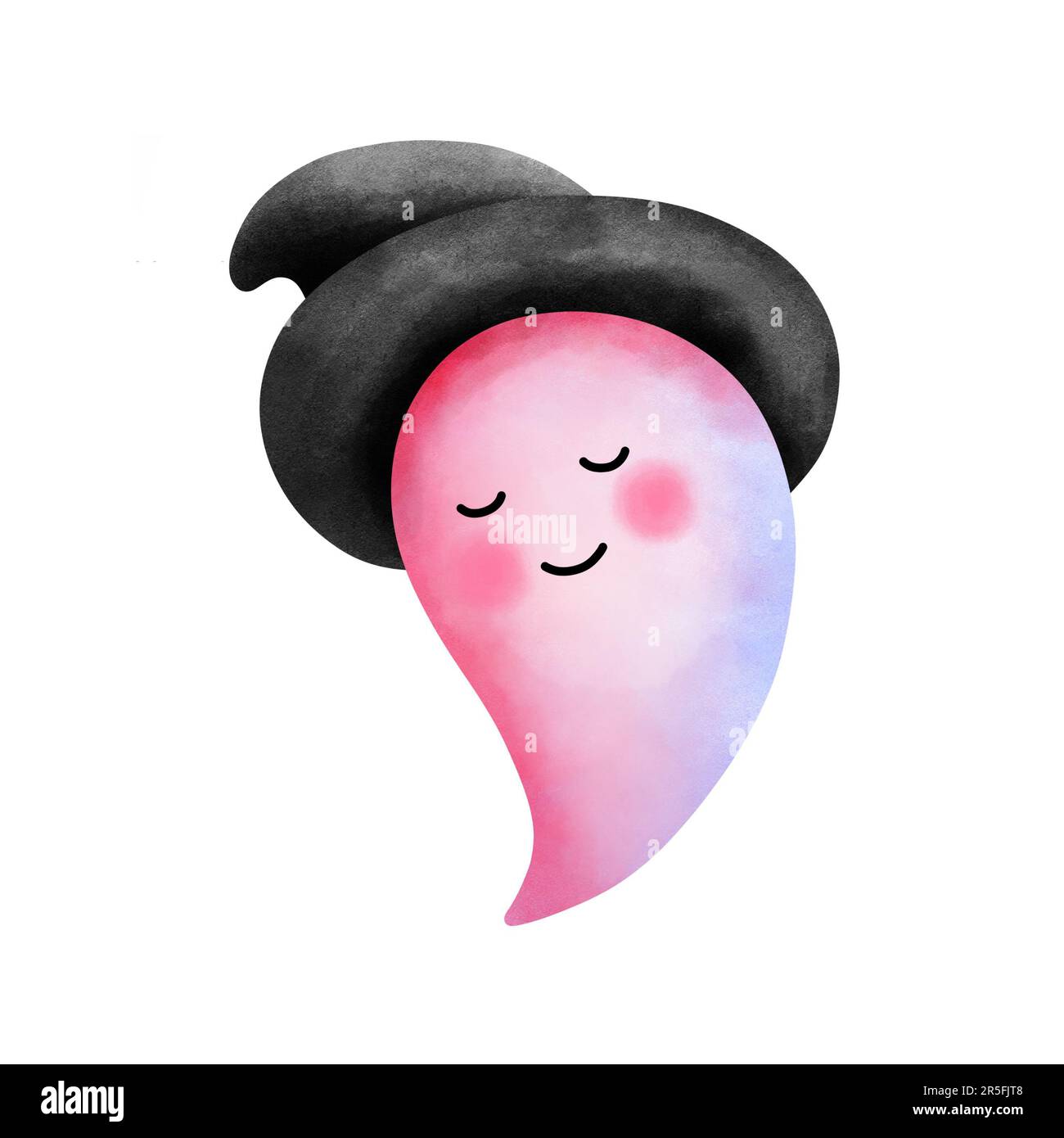 Watercolor pink baby ghost with witch hat clipart.Halloween cute ghost ...