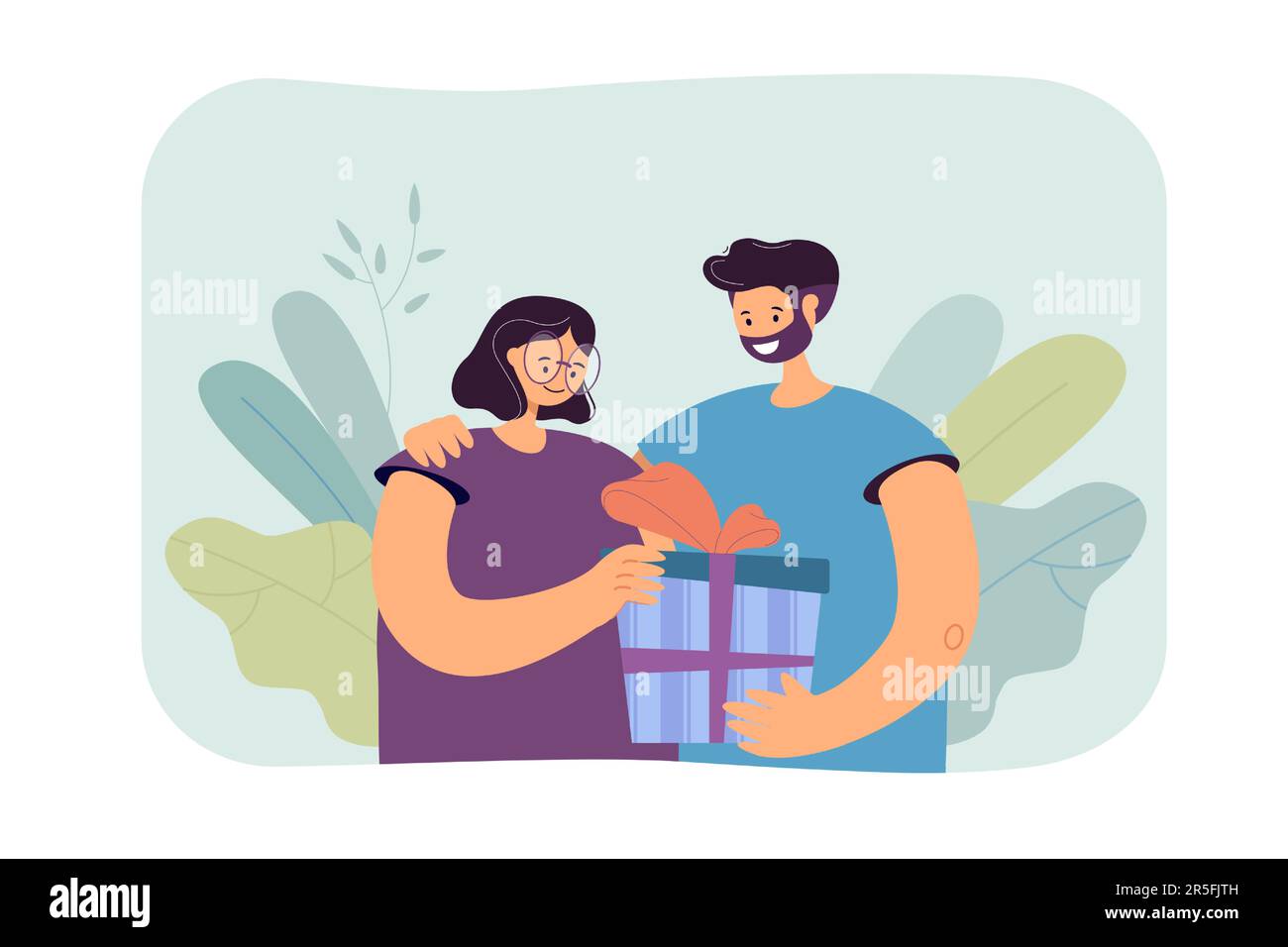 Happy woman hugging gift Cut Out Stock Images & Pictures - Alamy