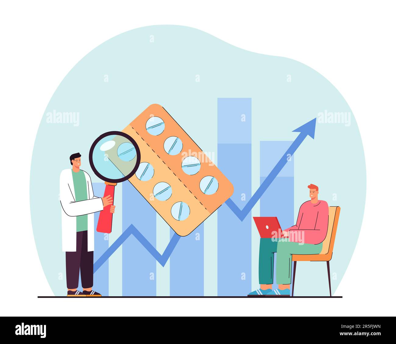 Cartoon medical professional analyzing sales of pills Stock Vector ...