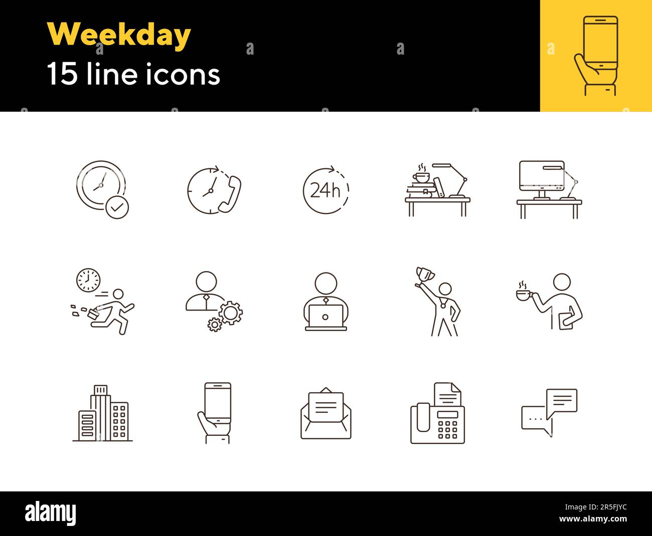 Weekday line icon set hi-res stock photography and images - Alamy