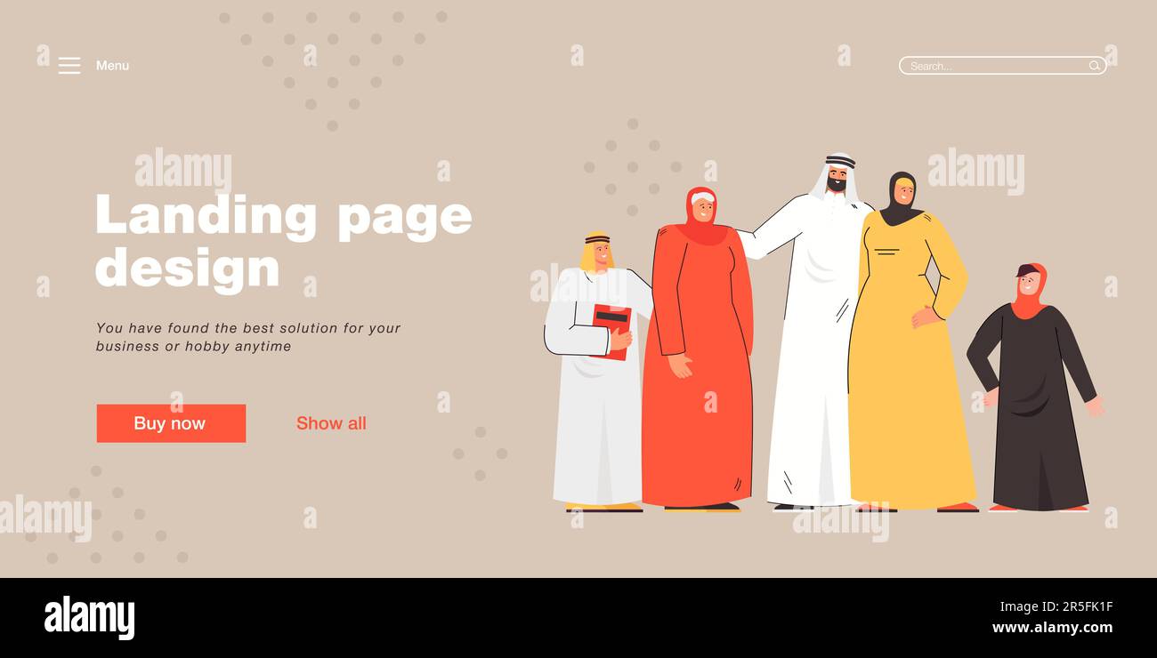 Happy Arab cartoon family in traditional clothes Stock Vector Image ...