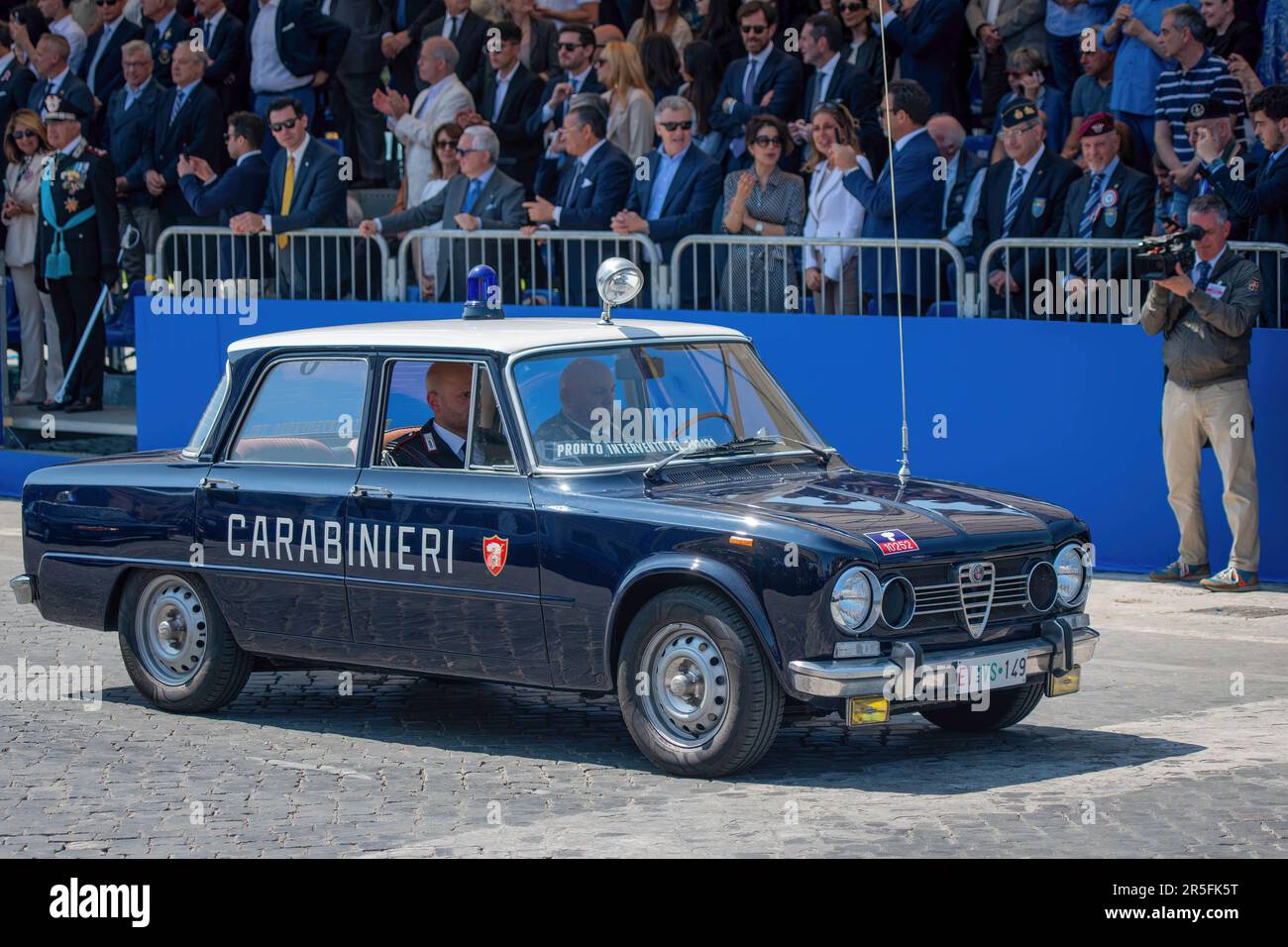 Rome, Italy. 02nd June, 2023. An ancient Alfa Romeo Giulia used by the ...