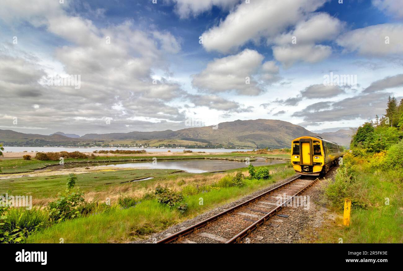 Strathcarron Scotland a ScotRail train arriving at Attadale Station ...