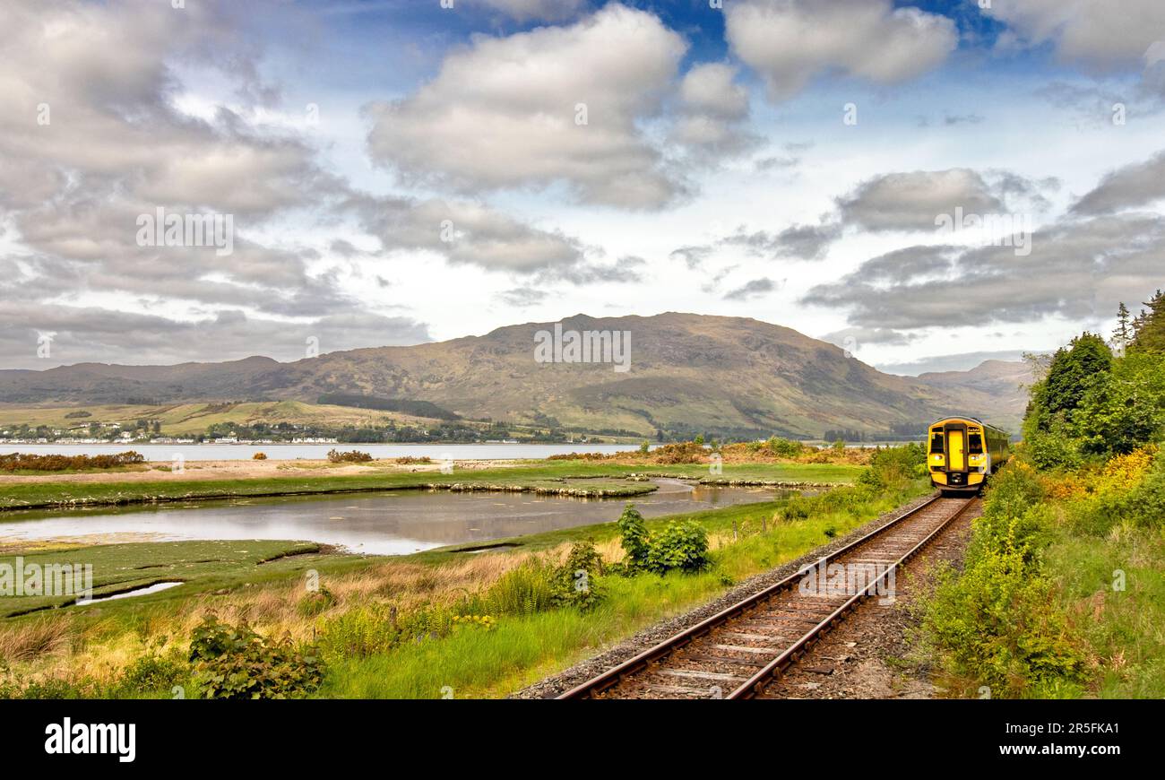 Strathcarron Scotland a ScotRail train arriving at Attadale Station ...