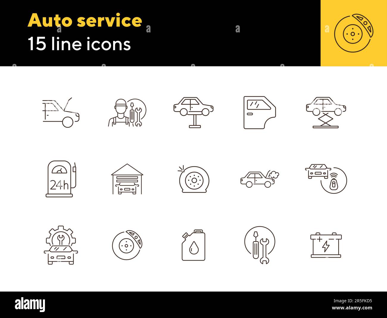 Auto service line icons Stock Vector Image & Art - Alamy