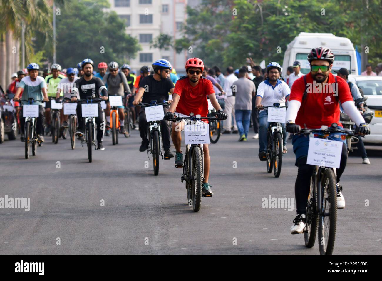 Cyclists participated in a cycling rally on World Bicycle Day in the ...