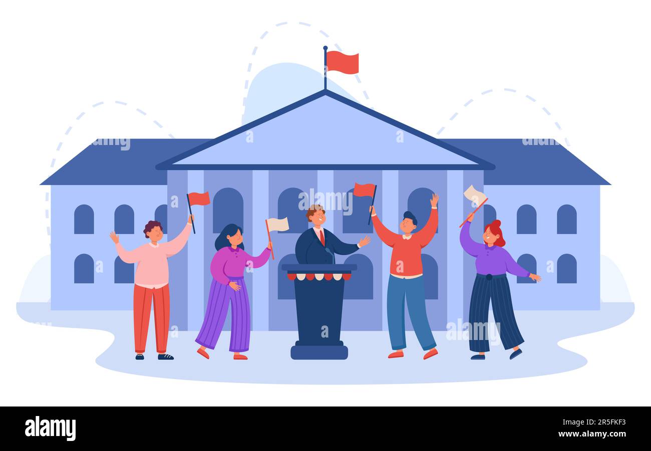 Cartoon illustration politician character giving hi-res stock ...