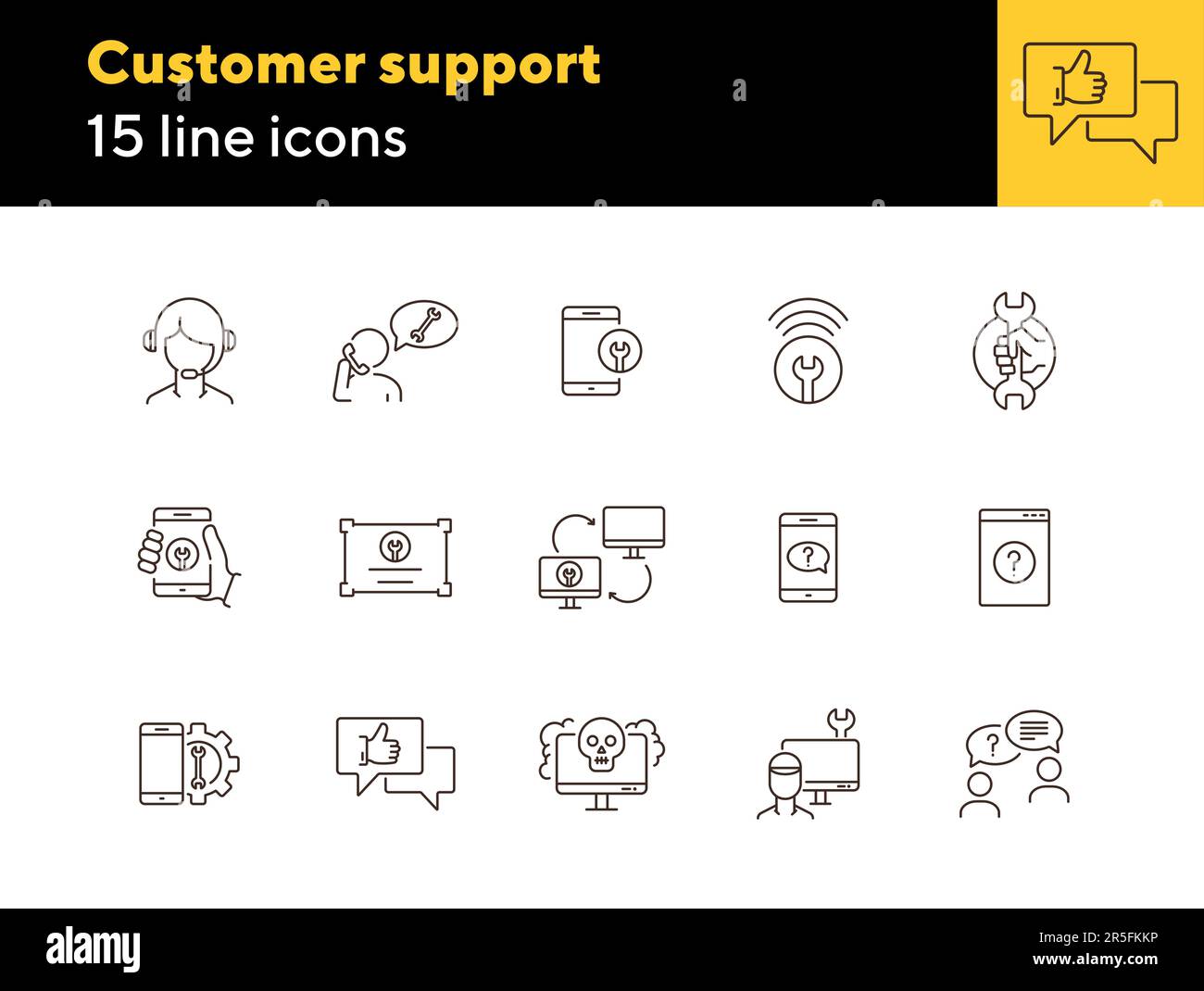 Customer support line icon set Stock Vector Image & Art - Alamy