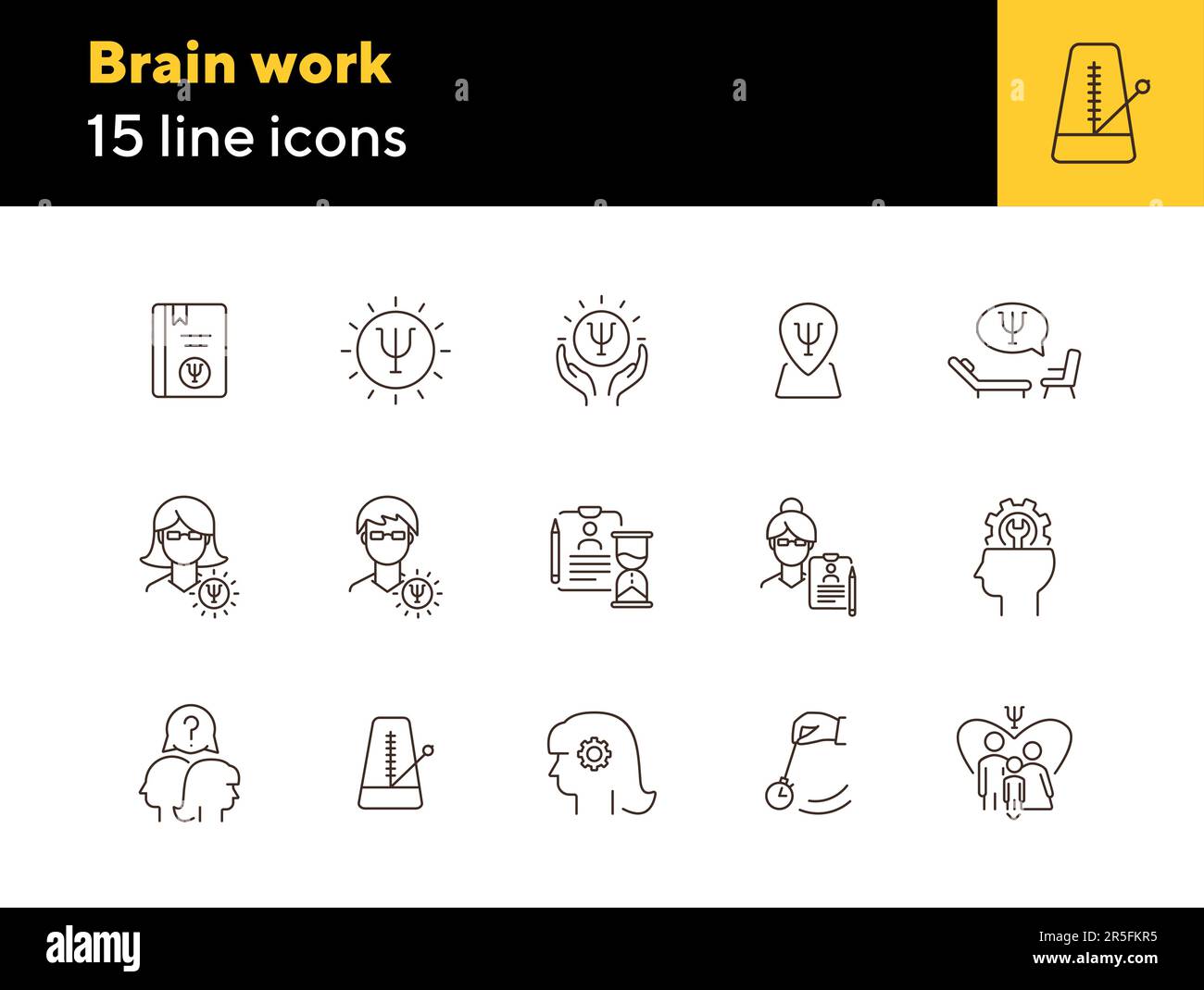 Brain work icon outline hi-res stock photography and images - Alamy